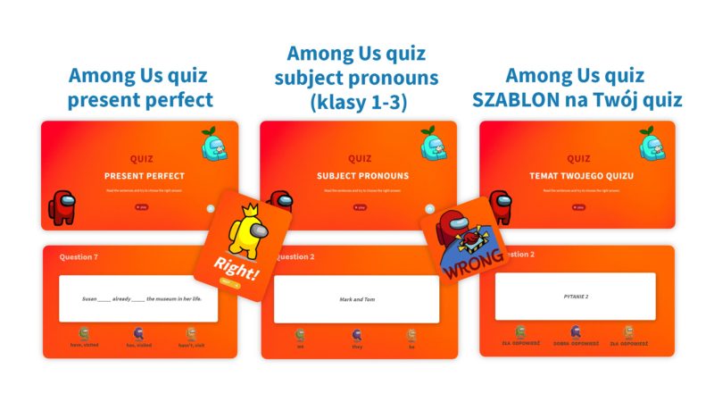 Among Us quiz (present perfect, subject pronouns + SZABLON)